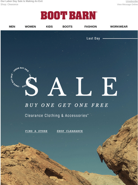 Boot Barn: BOGO Free SALE Ends Today | Milled