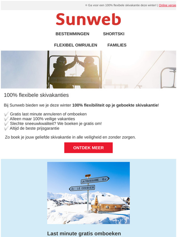 Sunweb: Ga voor een 100% flexibele skivakantie deze winter! | Milled