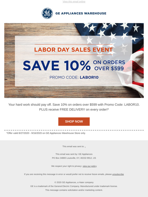 Appliance labor day sales 2020 store