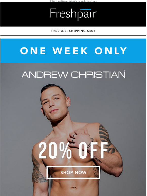 Freshpair: 💬 You Heard it Here First: 20% off Andrew Christian | Milled
