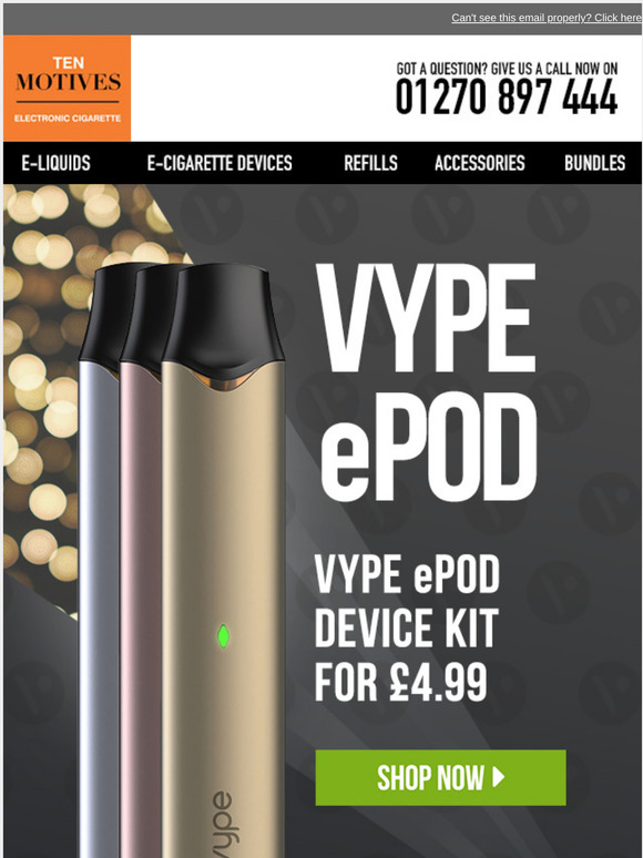 Ten Motives: Vype ePod Device Kit for £4.99 | Milled
