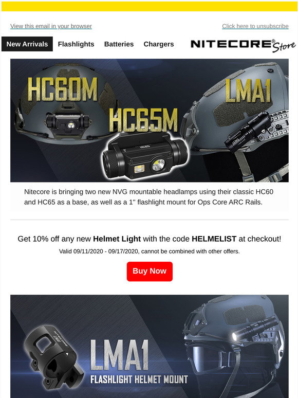 Nitecore: Nitecore HC60M - HC65M - LMA1 Ballistics Helmet 💡 Trio | Milled