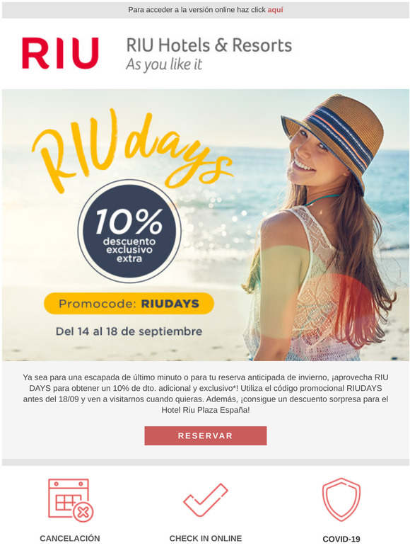 RIU Hotels & Resorts: Llegan los Riu Days: 10% de dto. Exclusivo | Milled