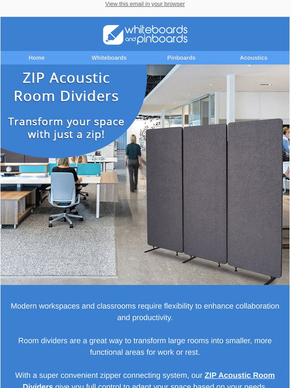 Whiteboards and Pinboards: Introducing... Our ZIP Acoustic Room Divider ...