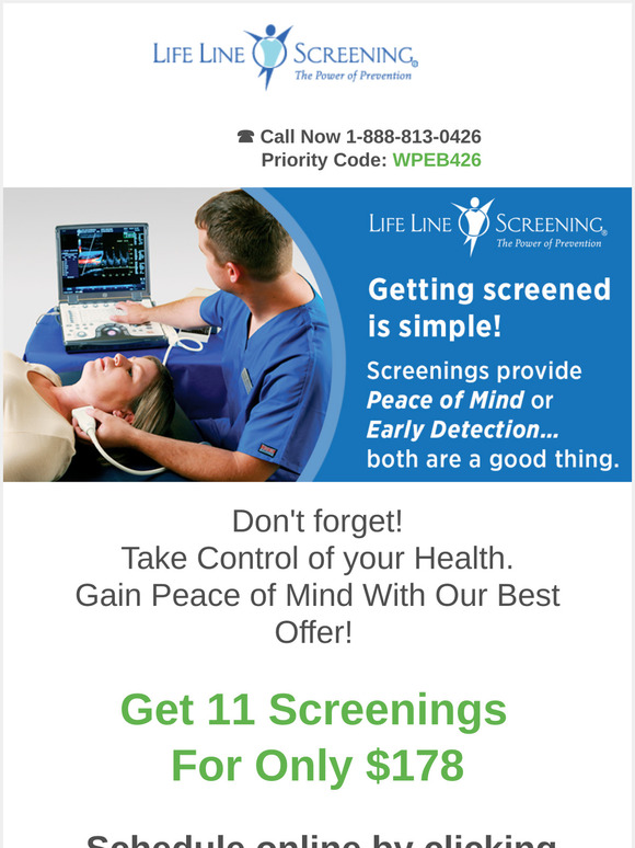Life Line Screening: Don't forget! Hi there, early detection can be a ...