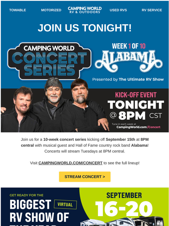 Camping World: Camping World Concert Series Starts TONIGHT! | Milled