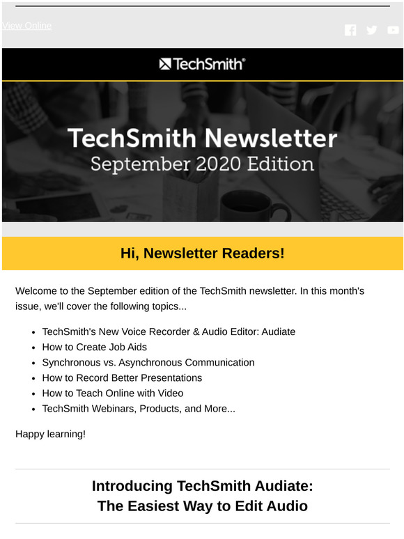 TechSmith: TechSmith News: New! TechSmith Audiate, How to Record Better ...
