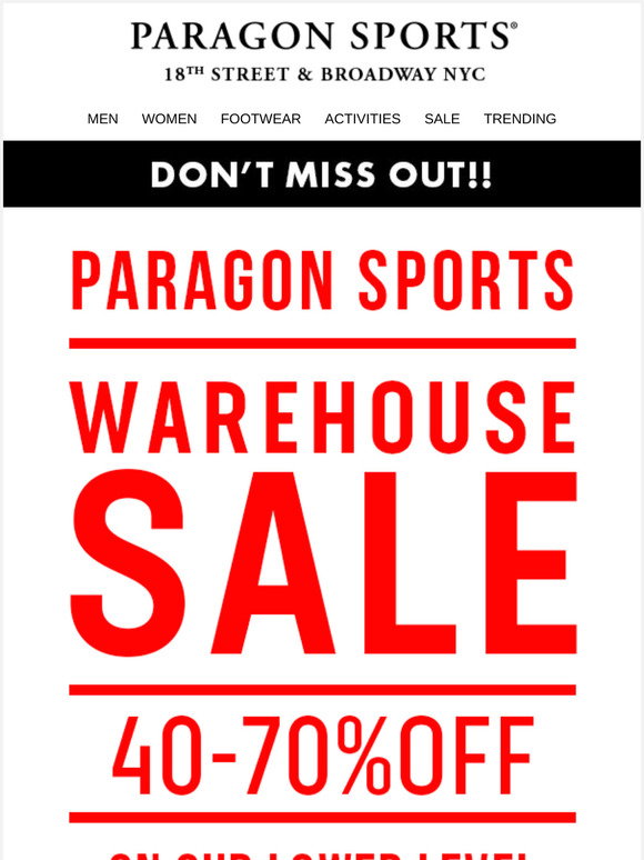 Paragon Sports: SHOP THE WAREHOUSE SALE 🚩40-70%OFF | Milled