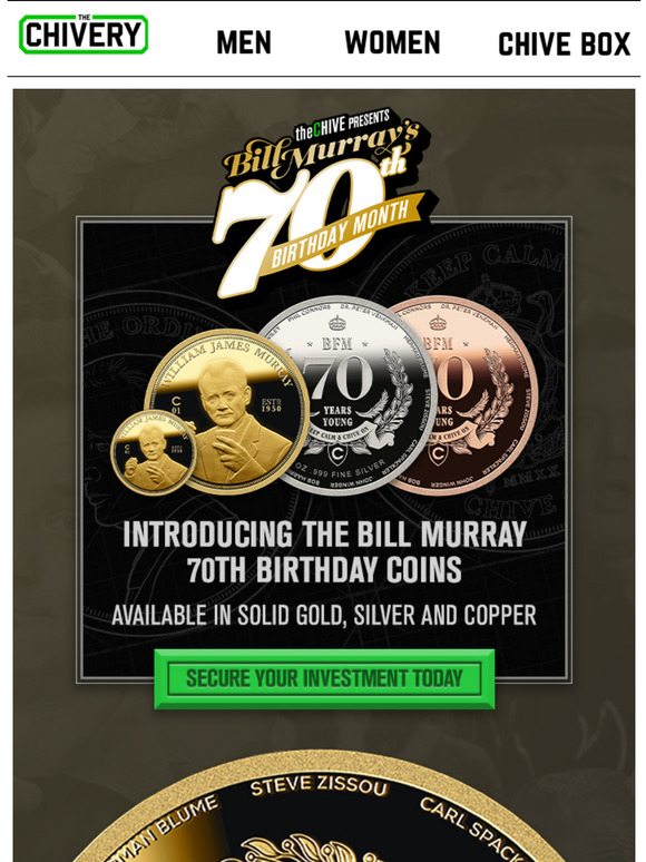 The Chivery: The Bill Murray 70th Birthday Coin is HERE | Milled