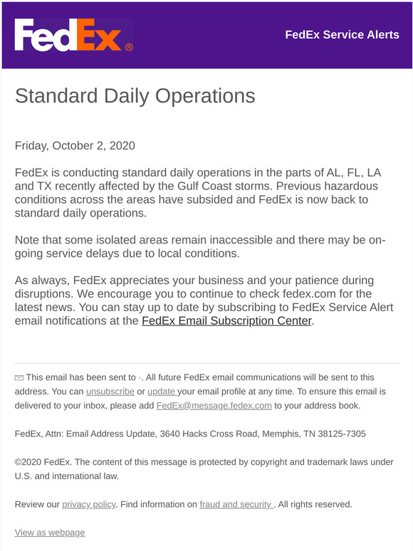 FedEx: Service Alert | Milled