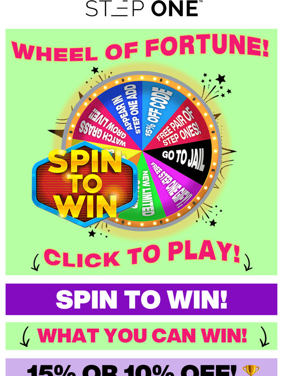 Step One Clothing: 🎡 SPIN TO WIN! 🔥 WIN 15% OFF, 10% OFF, PHOTOS AND ...