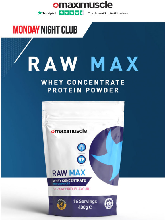 MaxiNutrition: -g for just £12 Raw Max Whey Concentrate Protein Powder ...