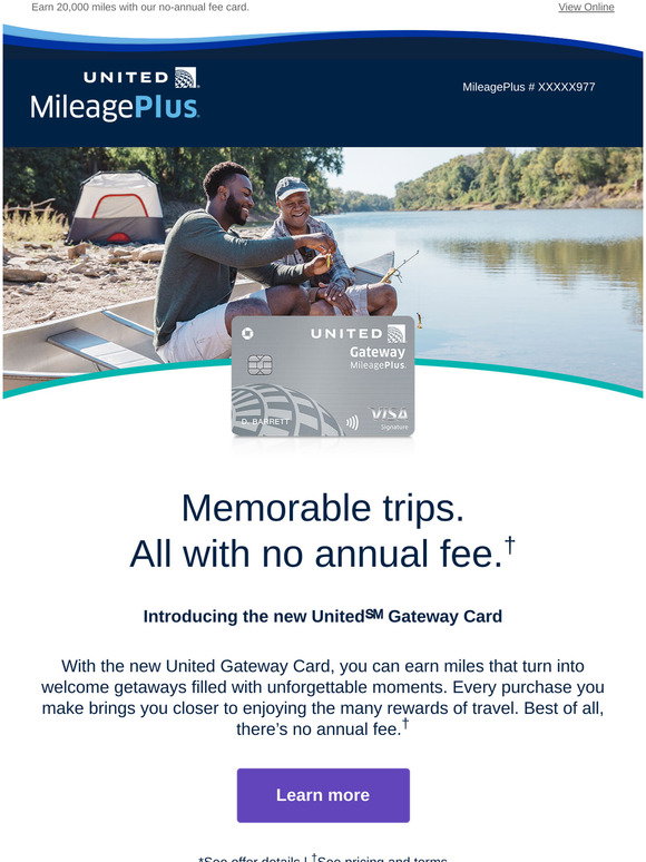 United Airlines: NEW: Meet the travel card with no annual fee | Milled