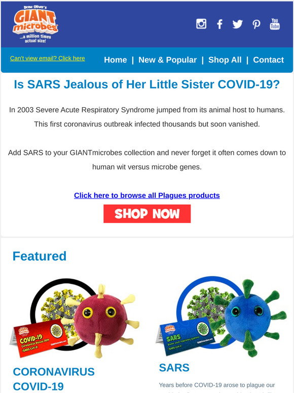 GIANTmicrobes: Is SARS Jealous of Her Little Sister COVID-19? | Milled