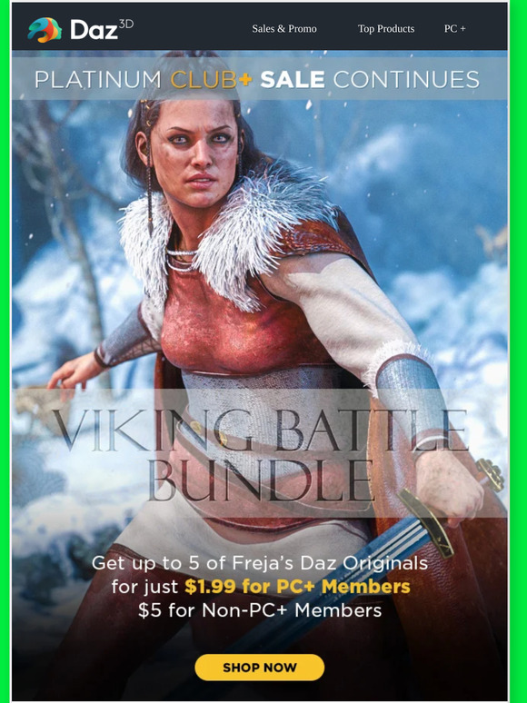 DAZ 3D: Viking Battle Bundle - Freja 8 | Milled