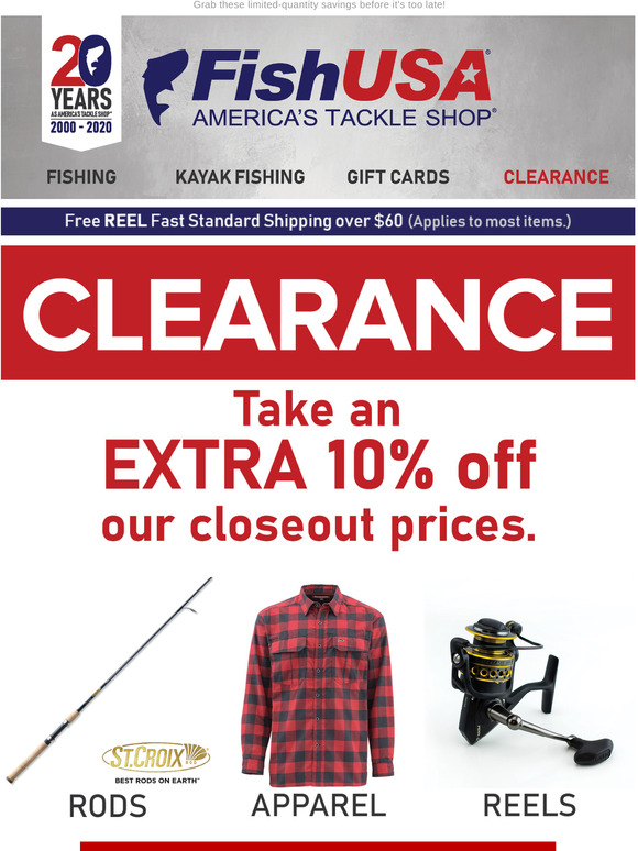 FishUSA.com: Clearance Sale! Save an Extra 10% Today Only. | Milled