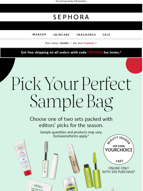 Sephora: Two amazing sample bags, choose your fave 💕 FREE with $50 ...