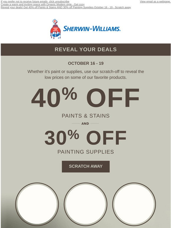 Sherwin-Williams: Yep that's right, it's a Sherwin-Williams email ...