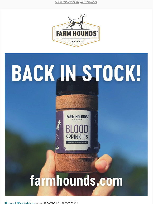 Farm Hounds: BLOOD SPRINKLES | BACK IN STOCK! | Milled