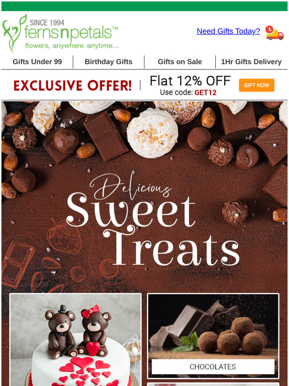 Ferns N Petals: 😋 For Those Late Night Cravings: Cakes | Chocolates ...