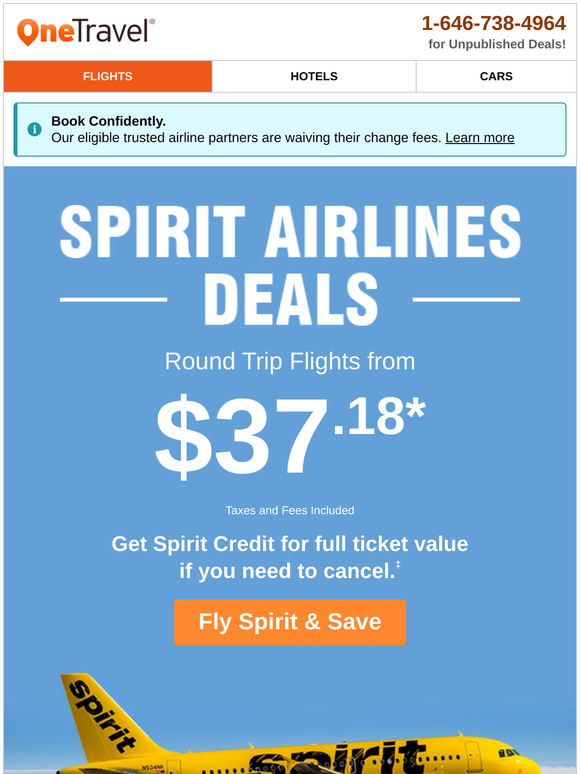 OneTravel: Book Spirit Airlines Flights from $37.18 Round Trip! | Milled
