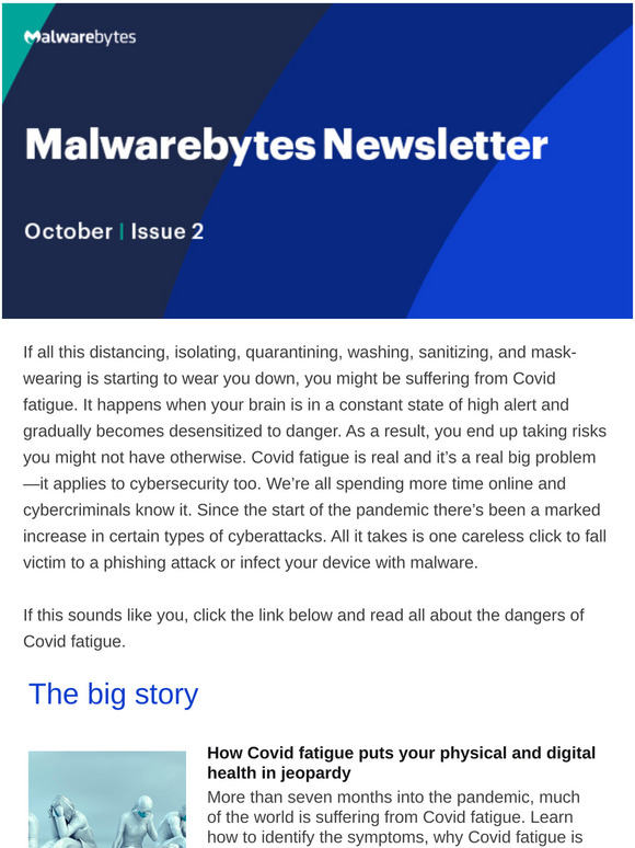 Malwarebytes: This issue: the dangers of Covid fatigue and QR code ...