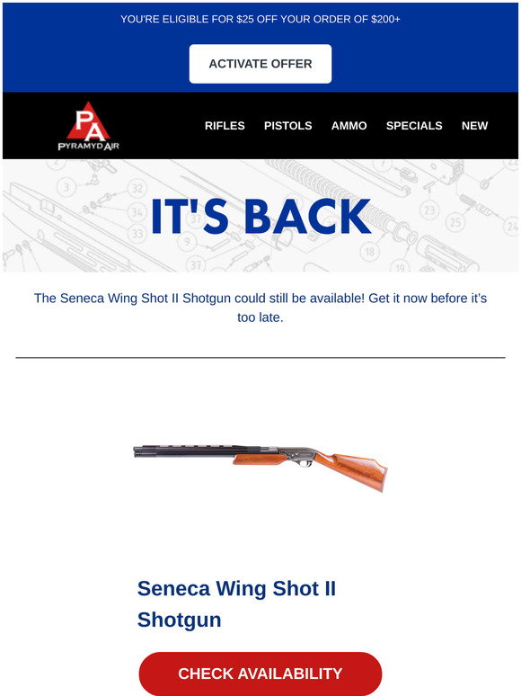 Pyramyd Air: 🔔 Reminder: The Seneca Wing Shot II Shotgun is available ...