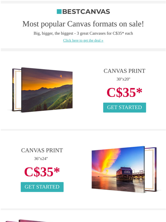BestCanvas: 3 Canvas prints - One price! | Milled