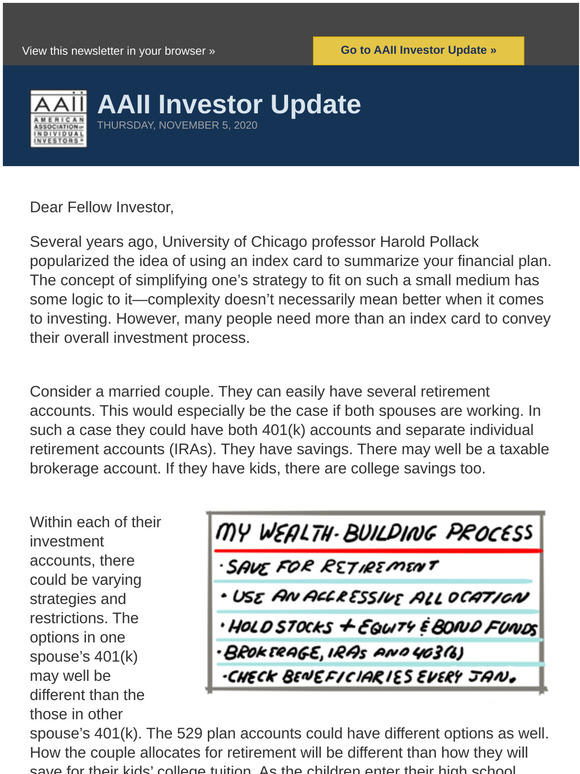 AAII: AAII Investor Update: Summarizing Your Investing Plan | Milled