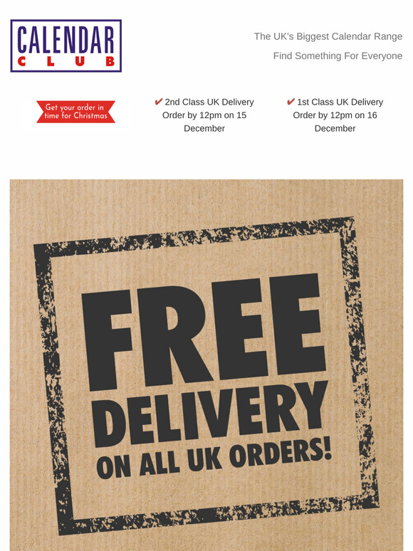 Calendar Club: Free delivery on all UK orders! 📦 | Milled