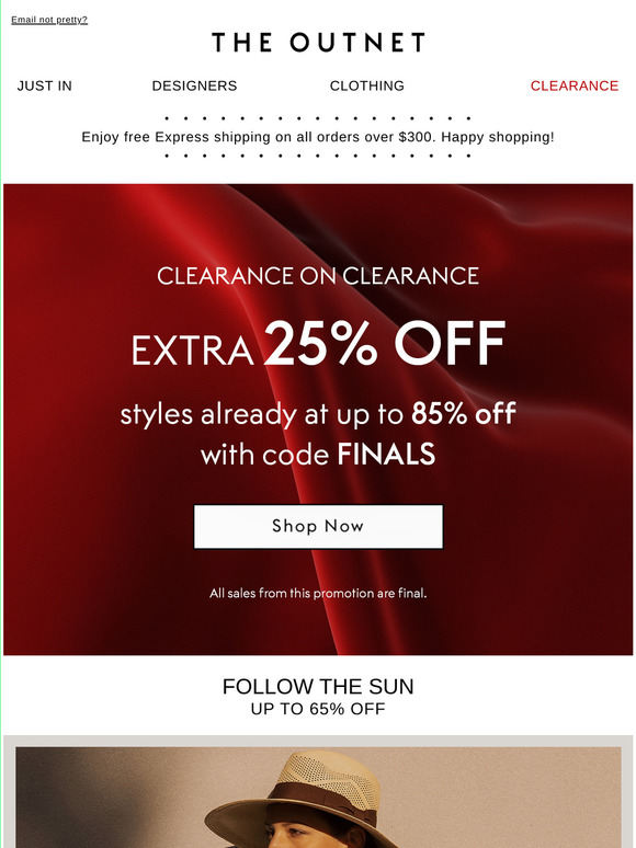 THE OUTNET: Surprise! Extra 25% off CLEARANCE with code FINALS | Milled
