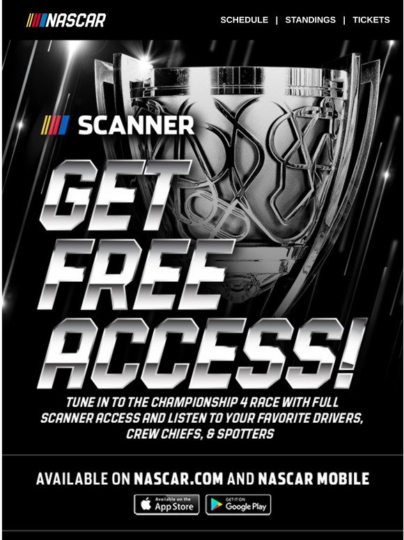 Nascar.com: Get Free Access to Scanner! | Milled