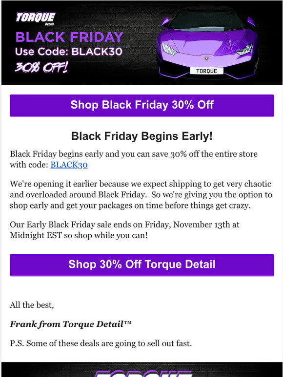 Torque Detail: Want us to start Black Friday early? Get 30% off now ...