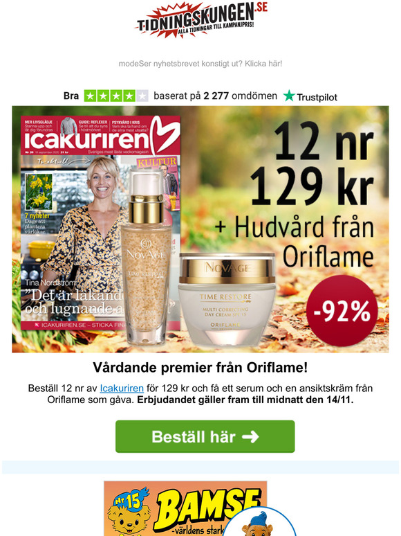 Tidningskungen: Sista chansen: Icakuriren - 12 nr 129 kr + Oriflame-Produkter | Milled