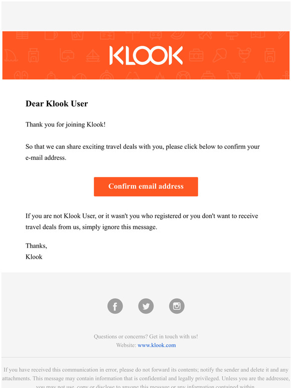 Klook: Confirm your email address | Milled