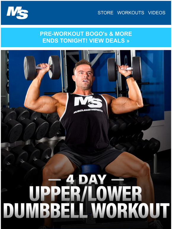 Muscle & Strength: 4 Day Upper/Lower Dumbbell Workout | Milled