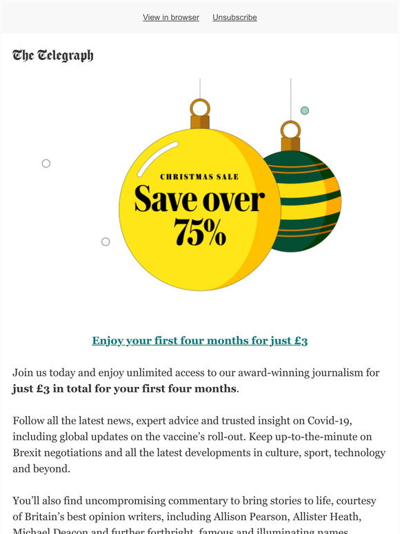 The Telegraph: Our best ever offer: £3 for 4 months | Milled