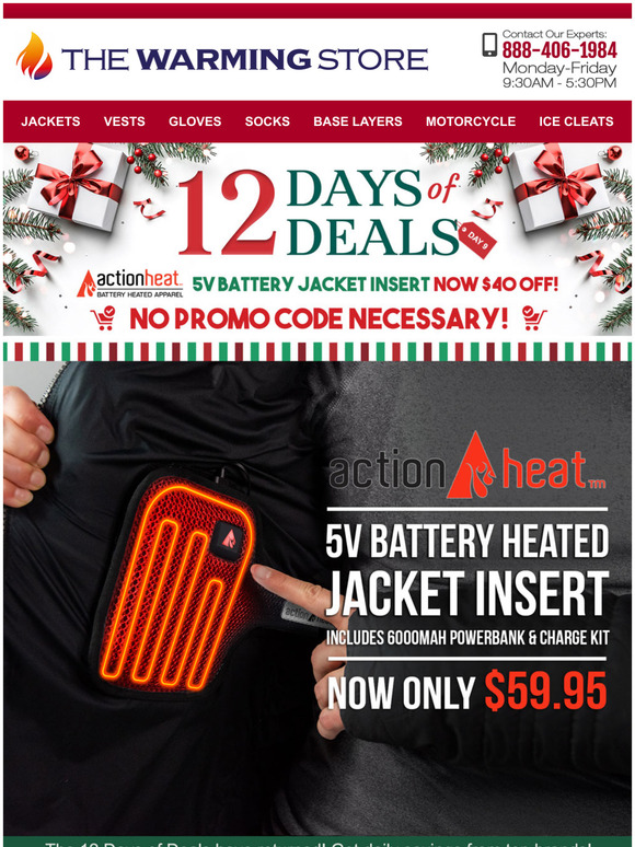 The Warming Store: $40 Off New ActionHeat 5V Coat Heaters! 🎄 The 12 ...