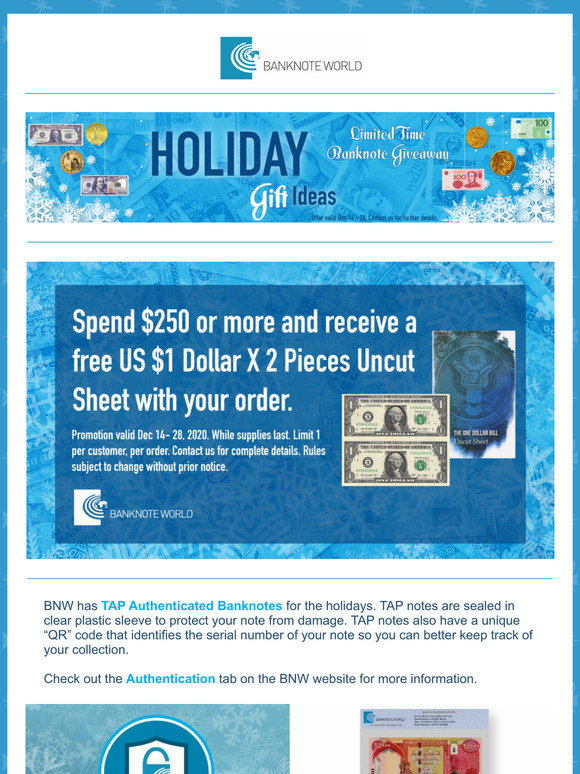 Banknote World: Looking for Last Minute Gifts? | Milled