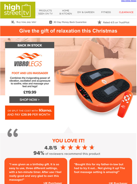 High Street TV: Put your feet up and relax with Vibro Legs | Milled