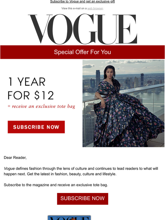 VOGUE: Last Chance! Subscribe to Vogue Magazine | Milled