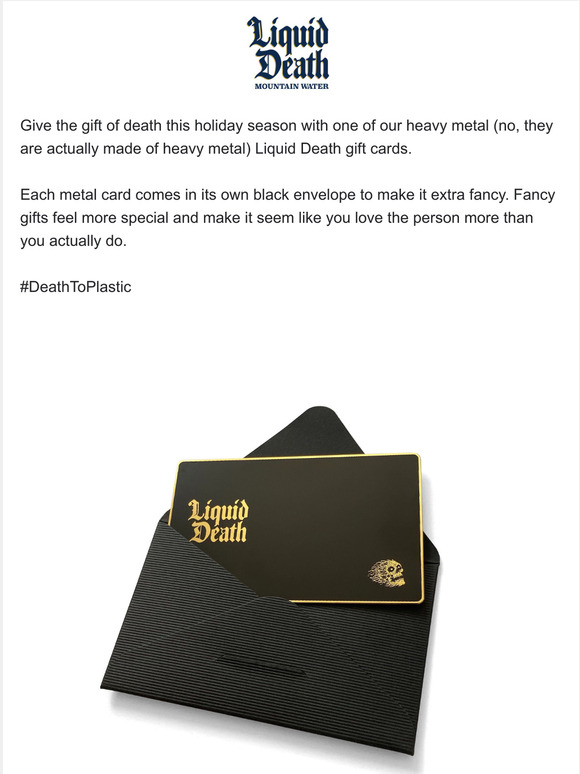 Liquid Death: Deadliest Gift Card Ever | Milled