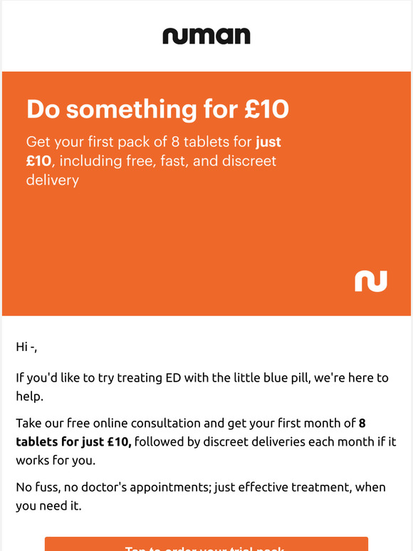 Numan: New: £15 trial pack | Treat ED with clinically-proven medication ...