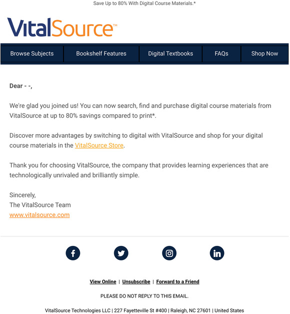 VitalSource: Welcome to VitalSource, - | Milled