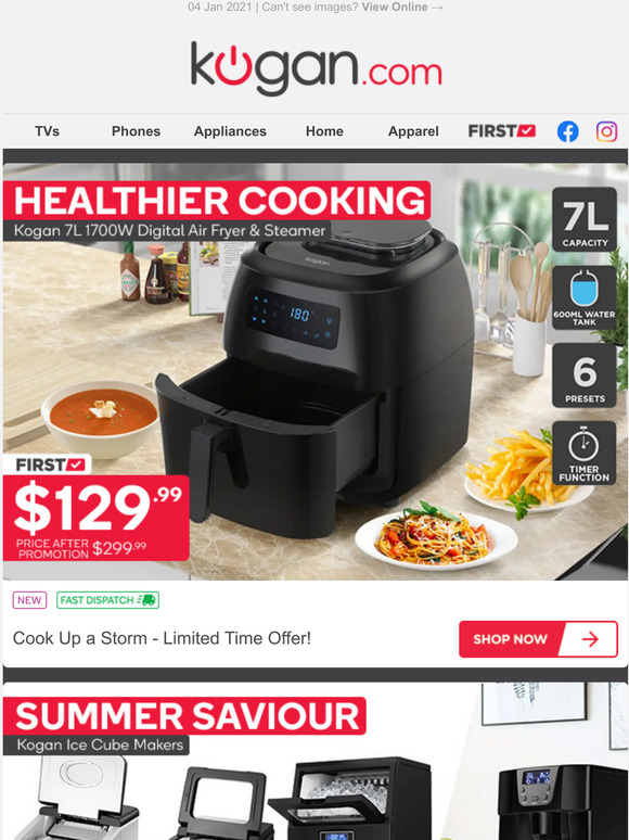 Kogan: Limited Time Only! 7L 1700W Digital Air Fryer & Steamer $129.99 ...