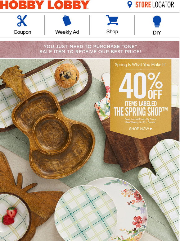 Hobby Lobby: New Spring Tableware - 40% Off. | Milled