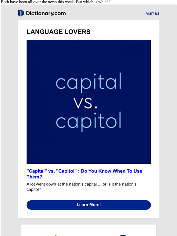 Dictionary.com: "Capital" vs. "Capitol" : Do You Know When To Use Them ...