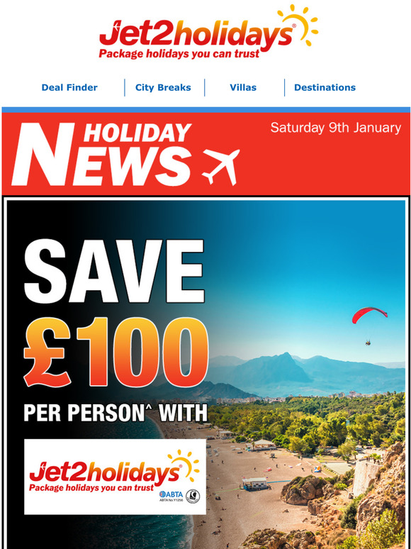 Jet2holidays: News just in: Save £100pp with Jet2holidays | Milled