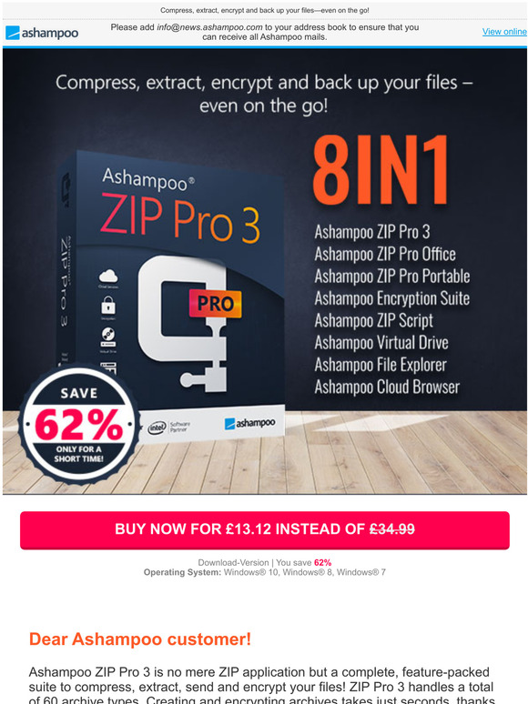 Ashampoo: ZIP Pro 3 - 8 programs in 1. With the Explorer, you've always ...