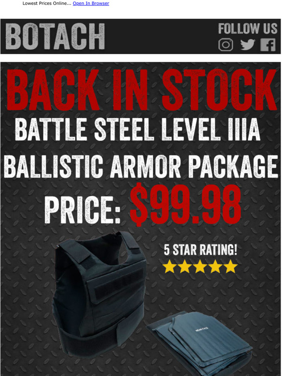 Botach Tactical: Back In Stock I Battle Steel Level IIIA Ballistic ...